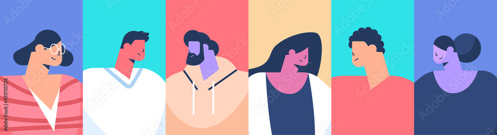 set mix race people avatars collection male female cartoon characters ...