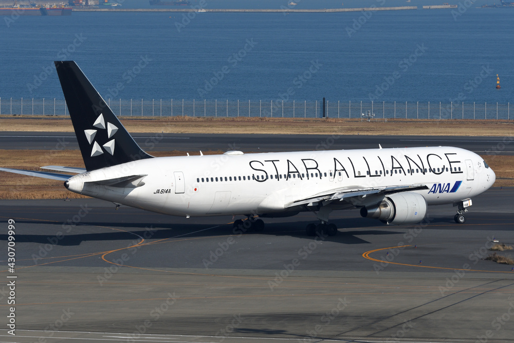 Tokyo, Japan - January 12, 2020:All Nippon Airways (ANA) Star Alliance ...