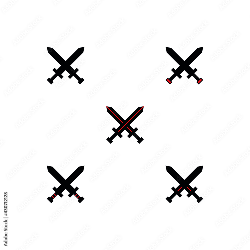 Abstract graphic illustration of five pairs of crossed swords with ...