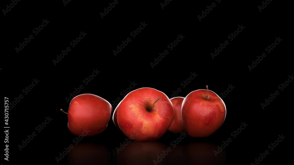 Falling Red Apples and Bouncing on Surface With Transparent Background ...