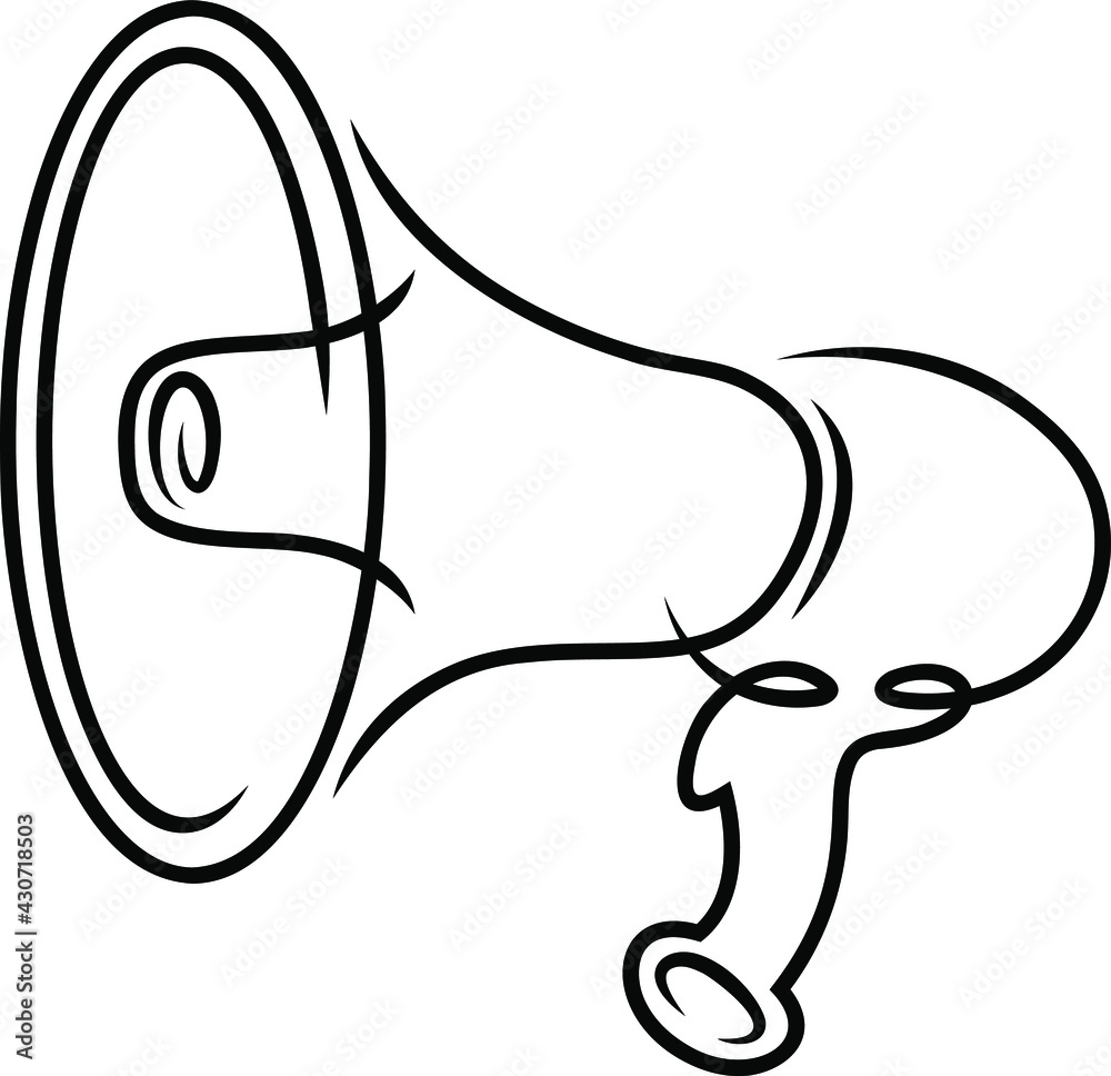 Big megaphone. Several continuous single drawn lines. Linear minimal ...