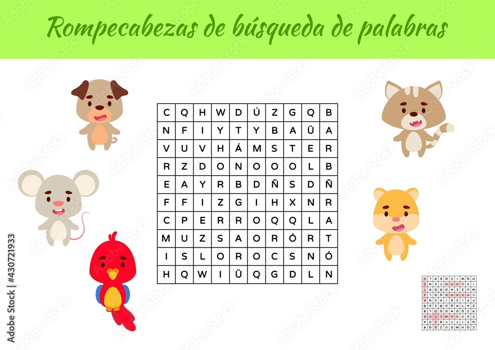 Rompecabezas de búsqueda de palabras - Word search puzzle. Educational ...