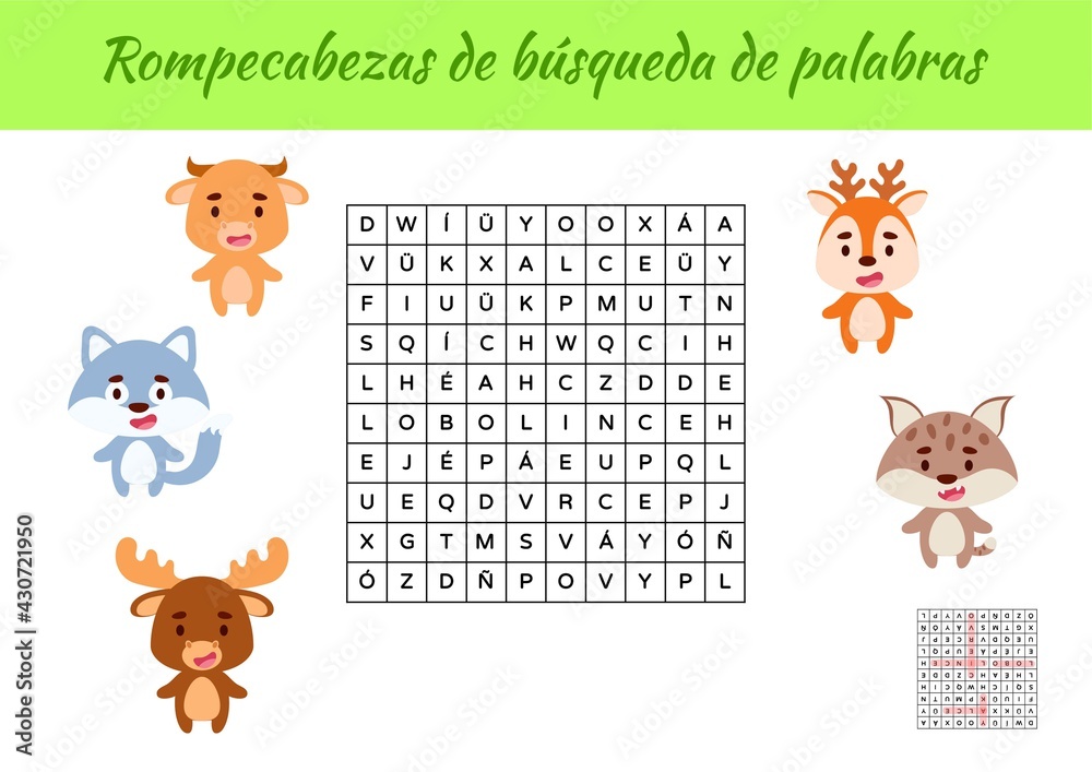 Rompecabezas de búsqueda de palabras - Word search puzzle. Educational ...