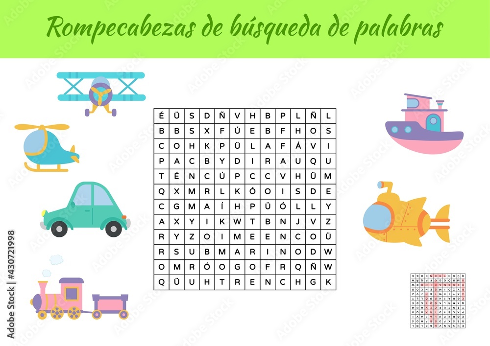Rompecabezas de búsqueda de palabras - Word search puzzle. Educational ...