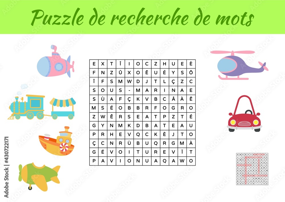 Puzzle de recherche de mots - Word search puzzle with pictures ...