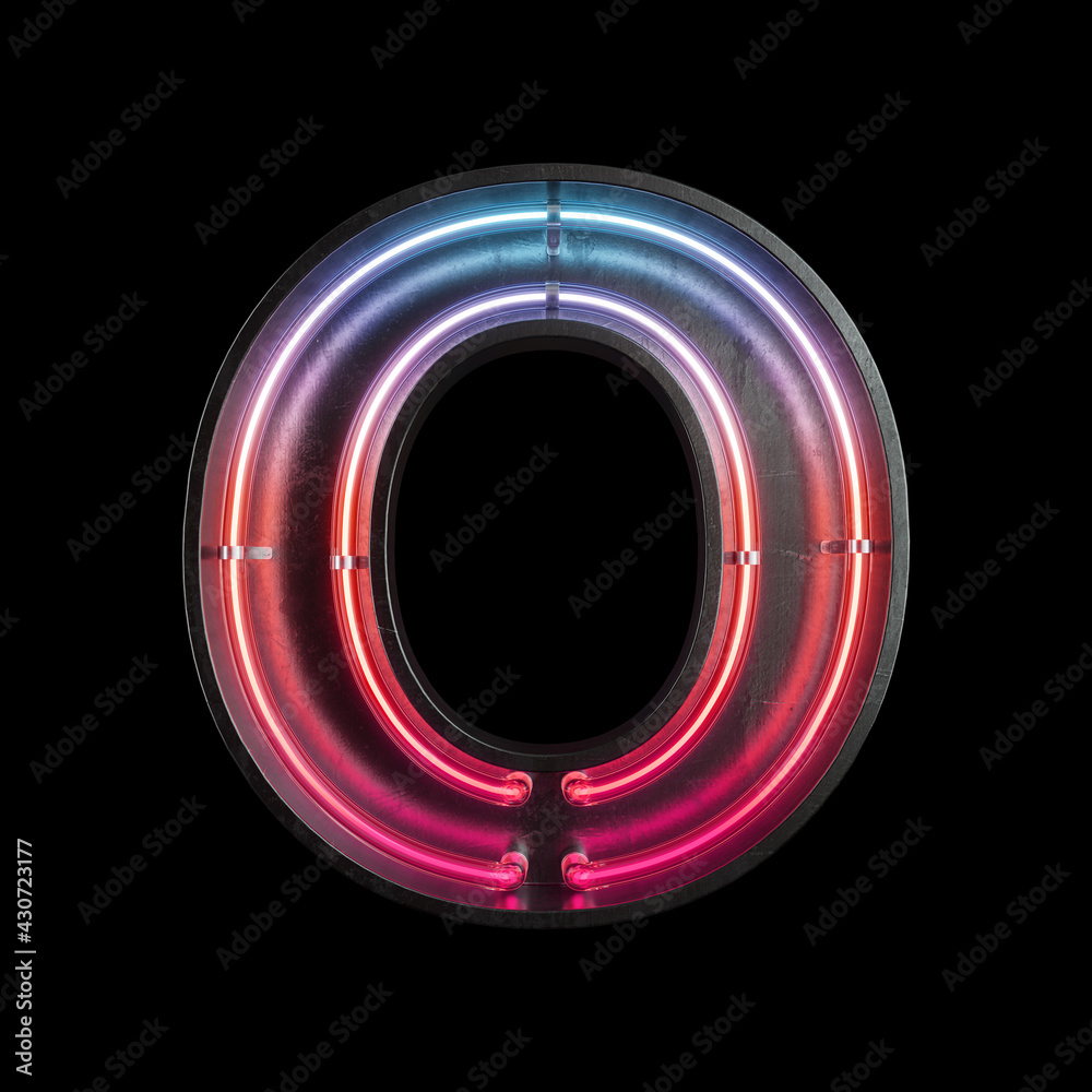 Neon Light Alphabet O with clipping path. Stock Photo | Adobe Stock
