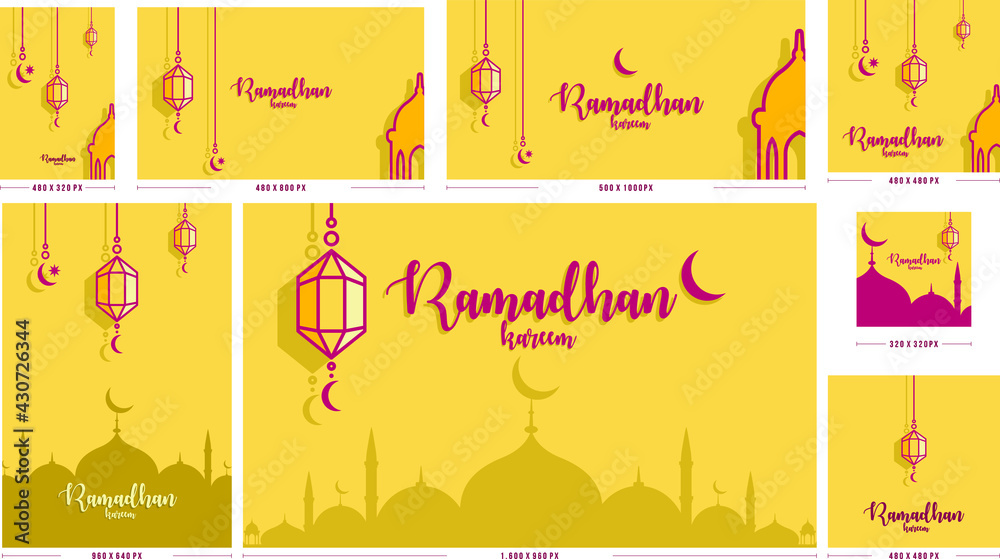 Poster Islamic ramadan kareem Simple Cute Circle Icon bundle collection ...