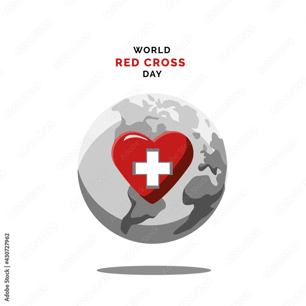 World Red Cross Day, Vector illustration of red cross symbol with heart ...