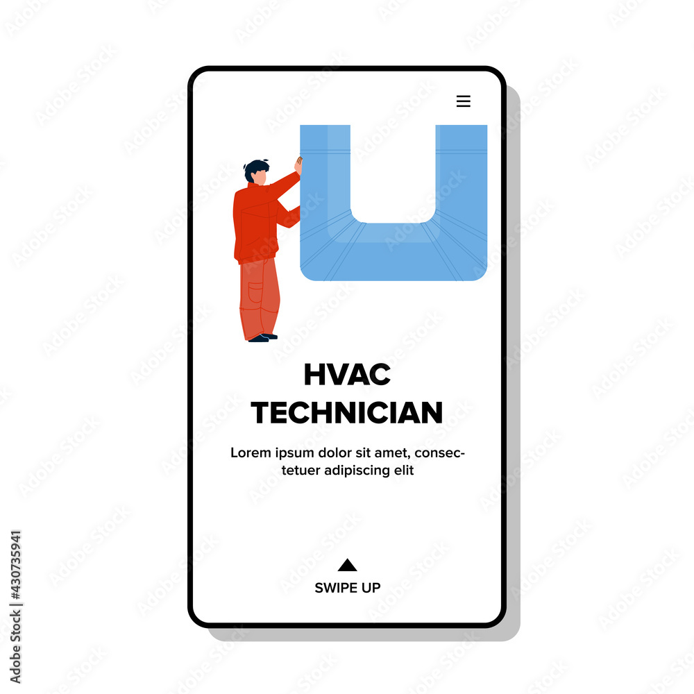 Hvac Technician Man Repair Or Installing Vector. Worker Hvac Technician ...
