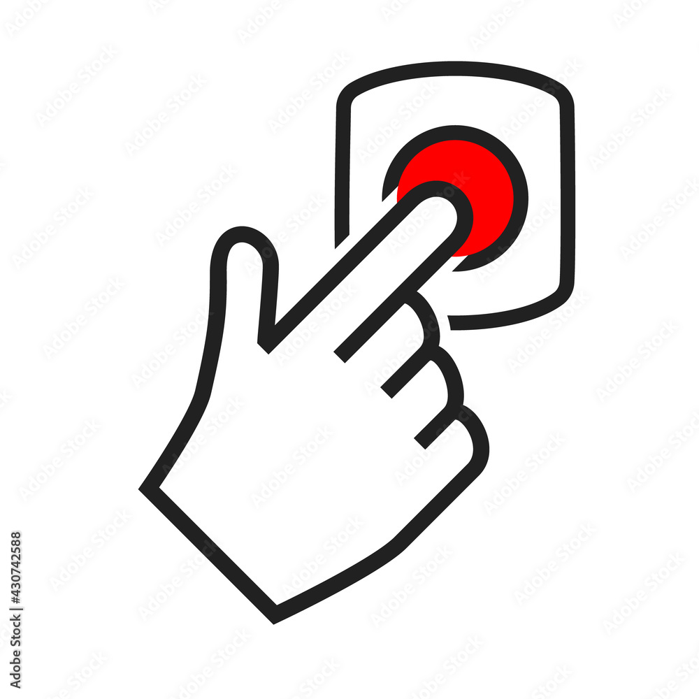 Door bell icon flat style design outline sign vector illustration ...