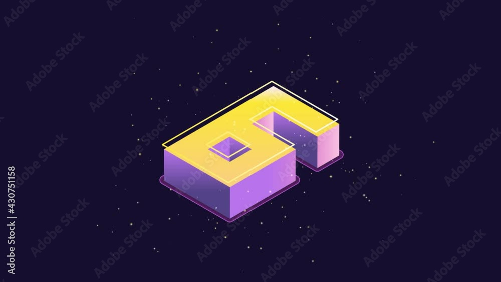Countdown Timer from 10 to 0. Isometric 3d Numbers in purple and yellow ...