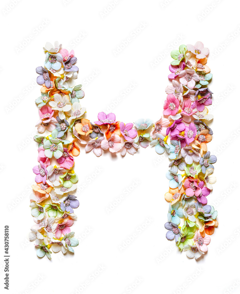 The letter H. Floral alphabet. Set of flower letters isolated on white ...