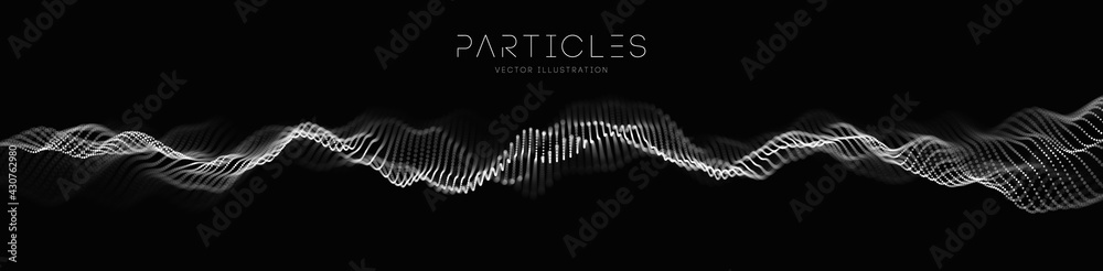Light dots dark background. Music particle abstract tech cloud. Vector ...