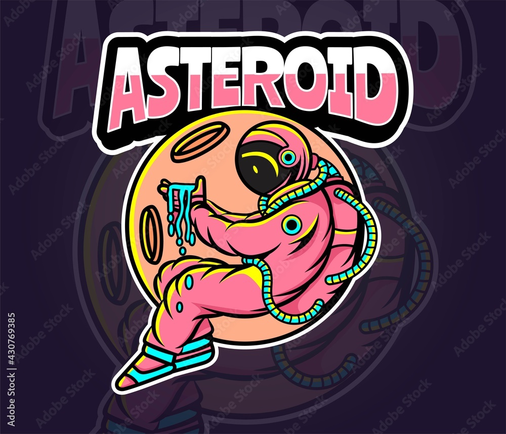 asteroid astronaut mascot logo design template, esport logo Stock ...