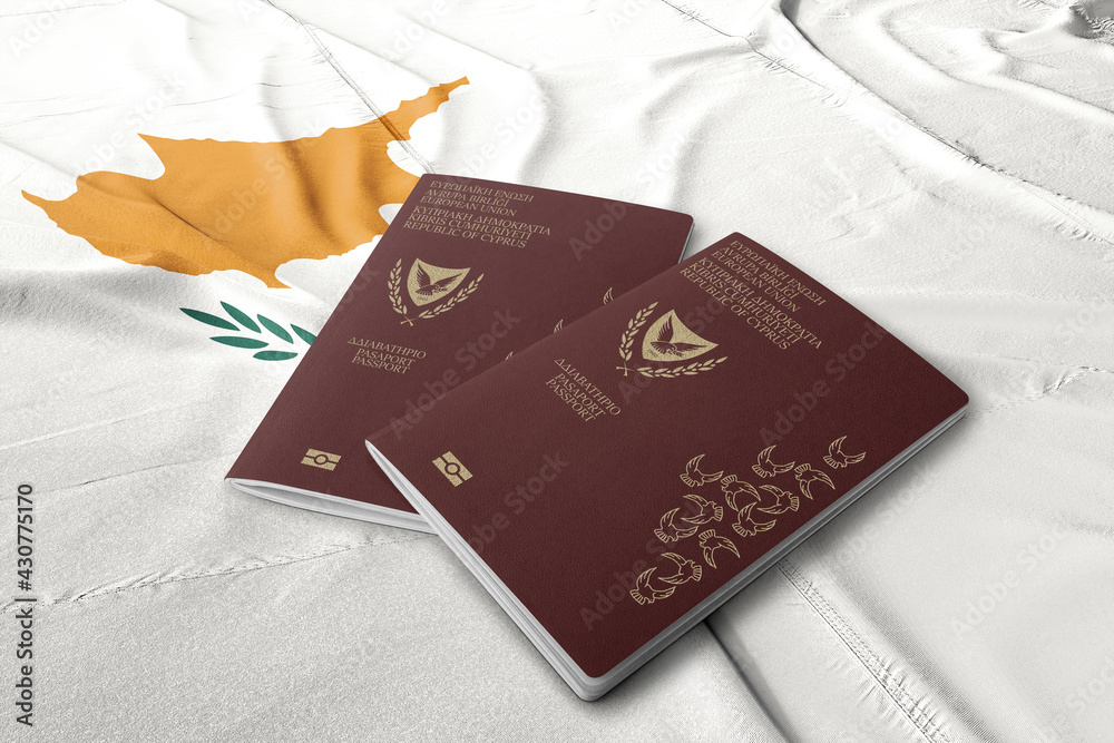 Cypriot passport on the flag of the state of Cyprus, citizenship by ...