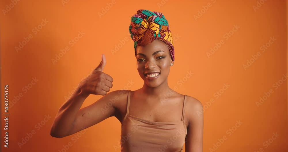 African woman shows class with one hand. Sign language. Black girl ...
