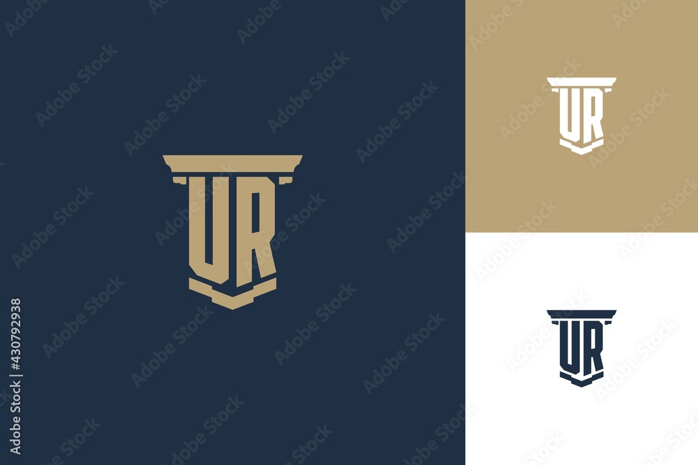 UR monogram initials logo design with pillar icon. Attorney law logo ...
