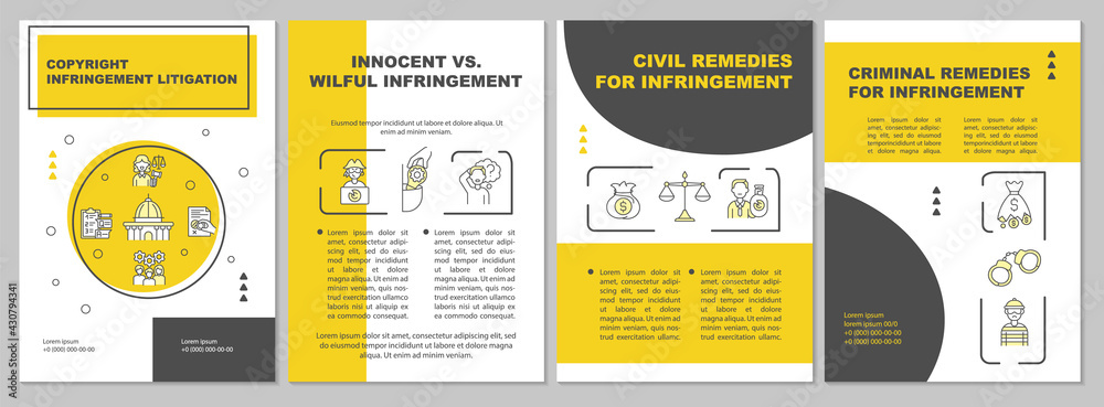Copyright infringement litigation brochure template. Criminal. Flyer ...