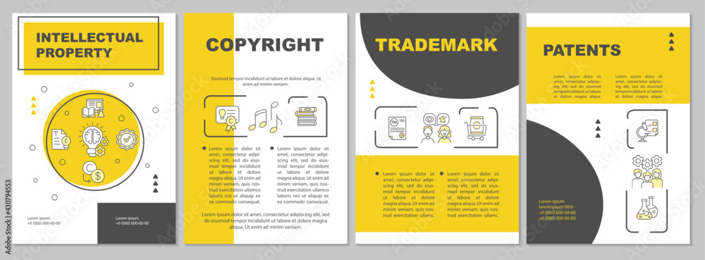 Intellectual property brochure template. Copyright laws. Flyer, booklet ...