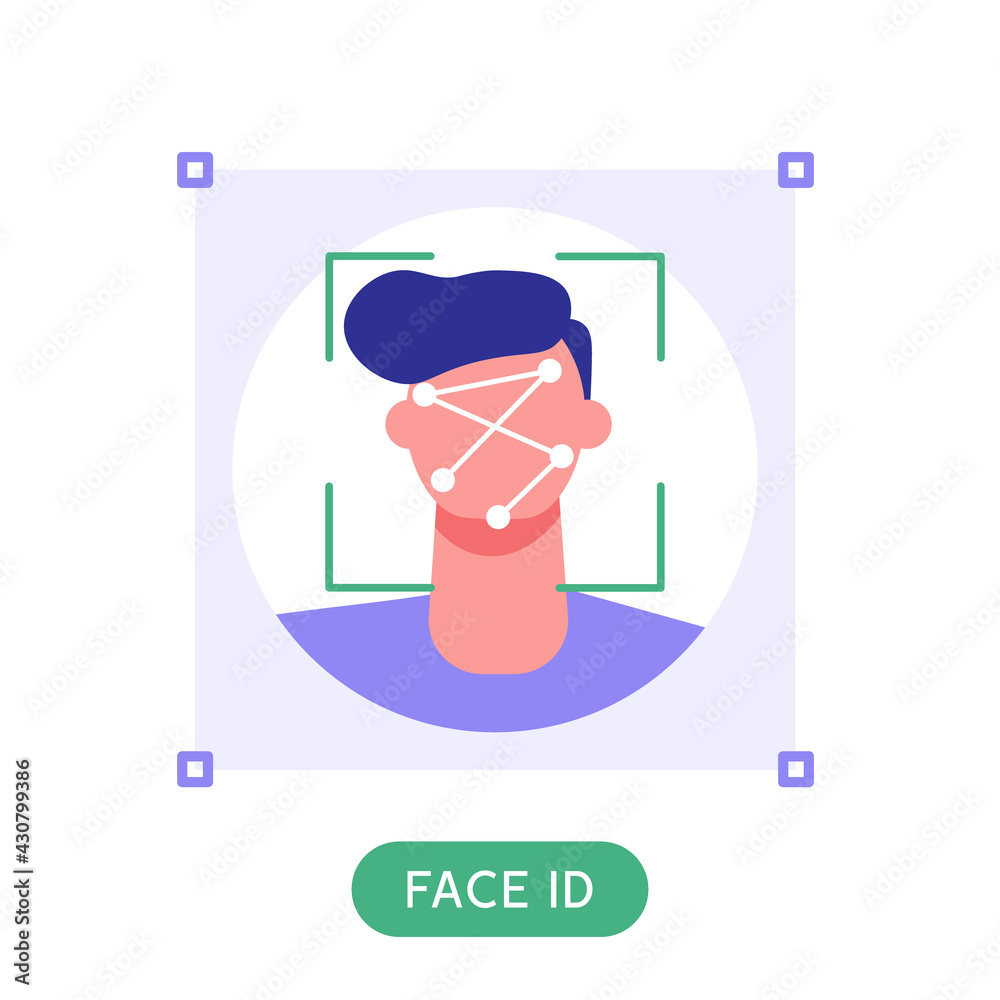 Smartphone screen, scanning app face on screen. Concept of facial ...