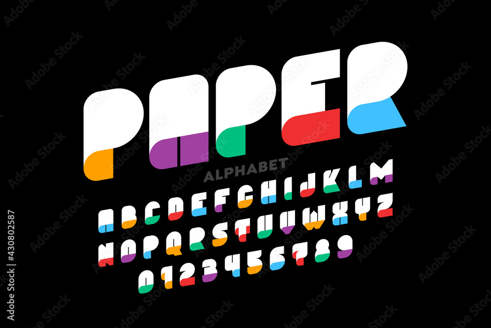 Paper craft style font design, alphabet letters and numbers Stock ...