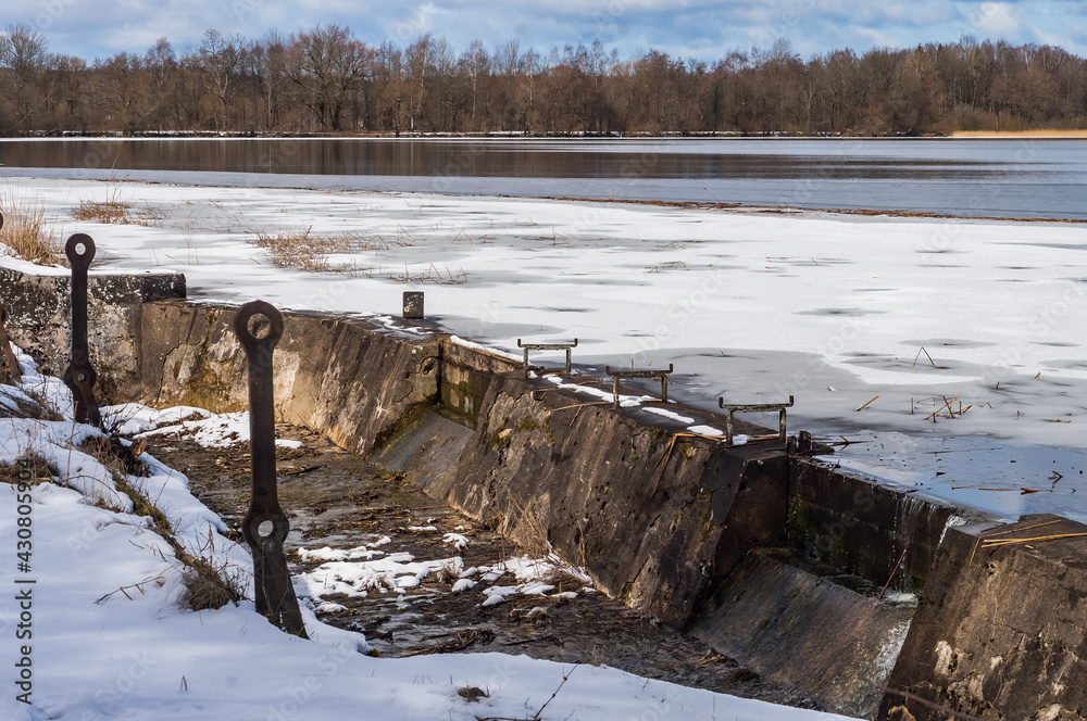 The ancient remains of a hydraulic structure. The city's water supply ...