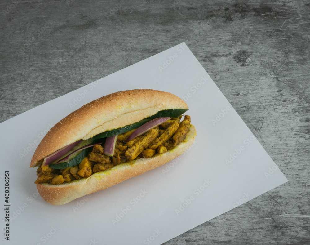 Indian Surinamese sandwiches filled with roti chicken curry, cod fish ...