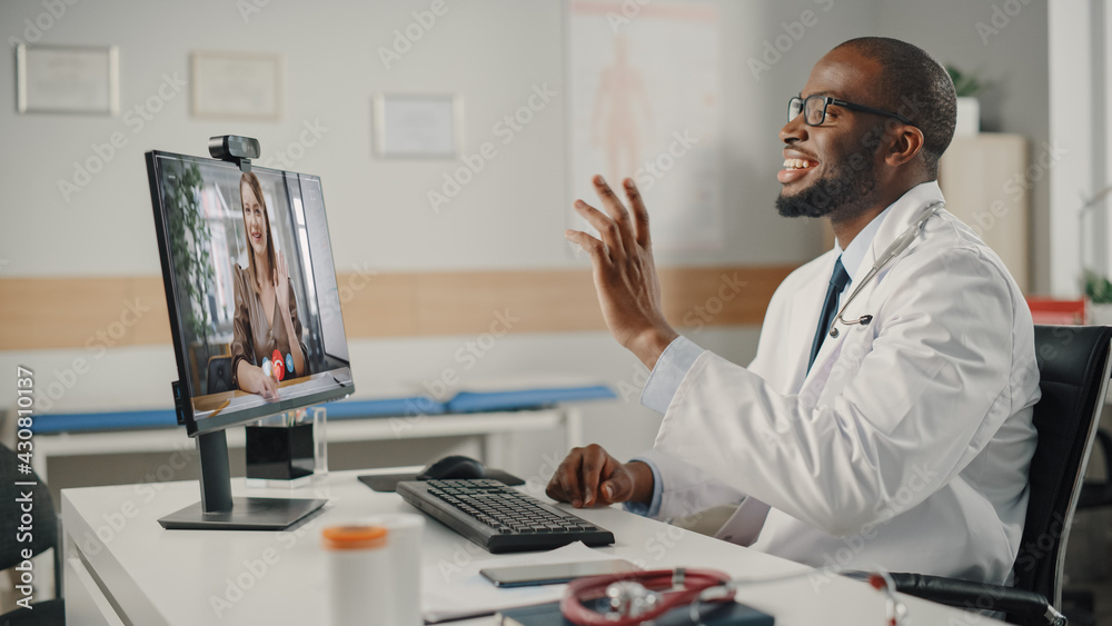 Doctor's Online Medical Consultation: Black Handsome Physician is ...