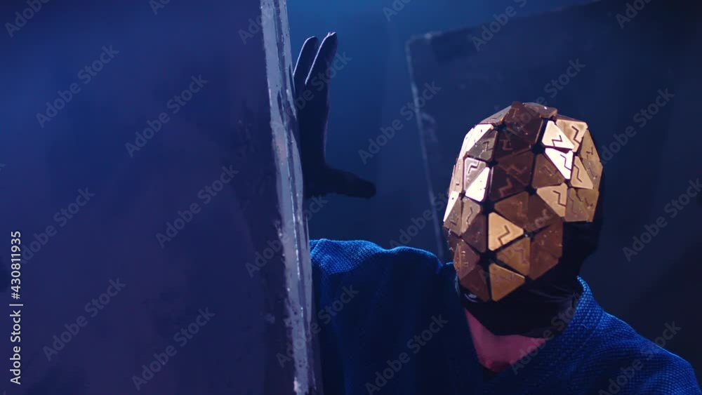 Vídeo do Stock: Mystic footage of metal masked man . Epic scene of ...