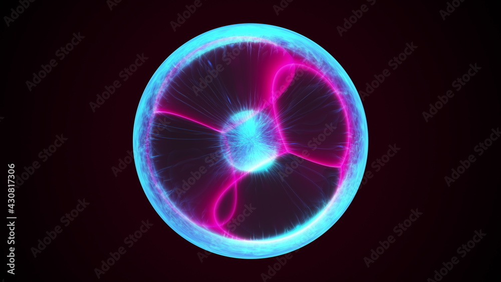Magic neon orb computer generated background. 3d rendering energy ...