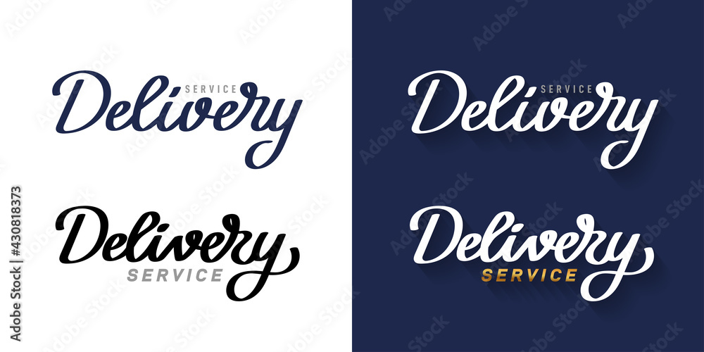 Delivery Service. Set of creative typography hand black and white ...