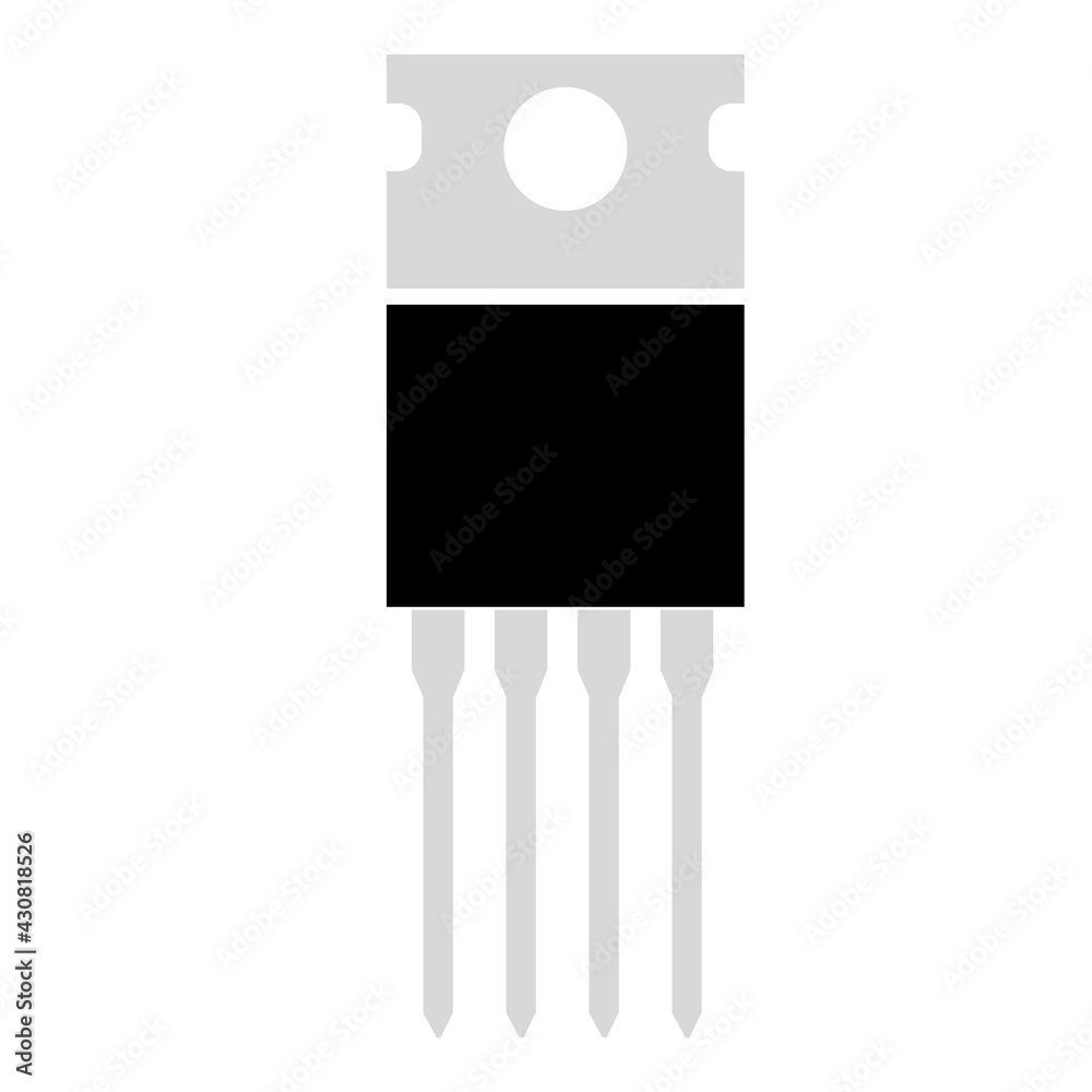 field effect transistor icon on white background. power transistor sign ...