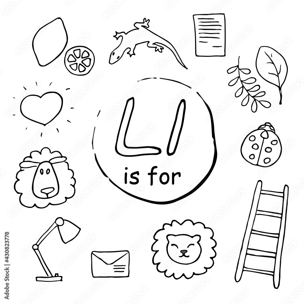 English alphabet with different isolated pictures, Poster with the ABC ...