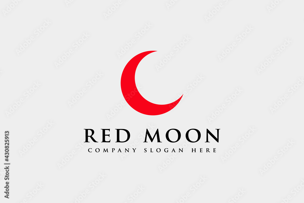 red moon logo design vector illustration Stock Vector | Adobe Stock