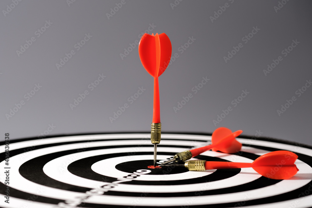 Goals concept - Smart goal setting, red three darts arrows in the ...