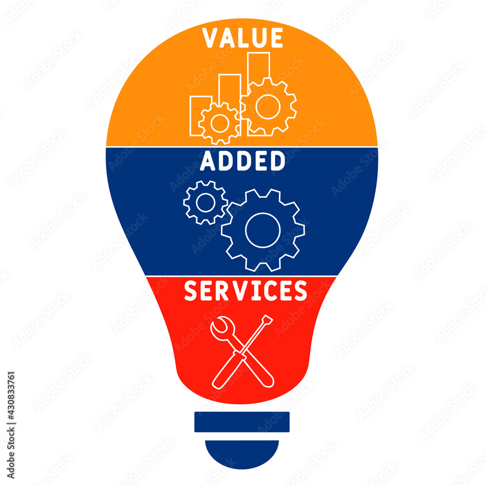 VAS - Value Added Services acronym. business concept background. vector ...