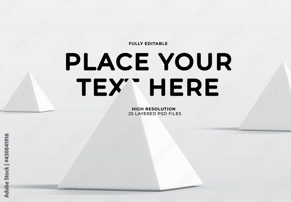 Three White Pyramids on Light Surface Mockup Stock Template | Adobe Stock
