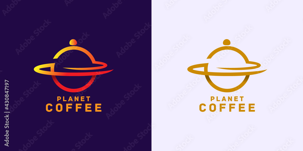 coffee logo with planet as coffee concept identity for Restaurant, Cafe ...