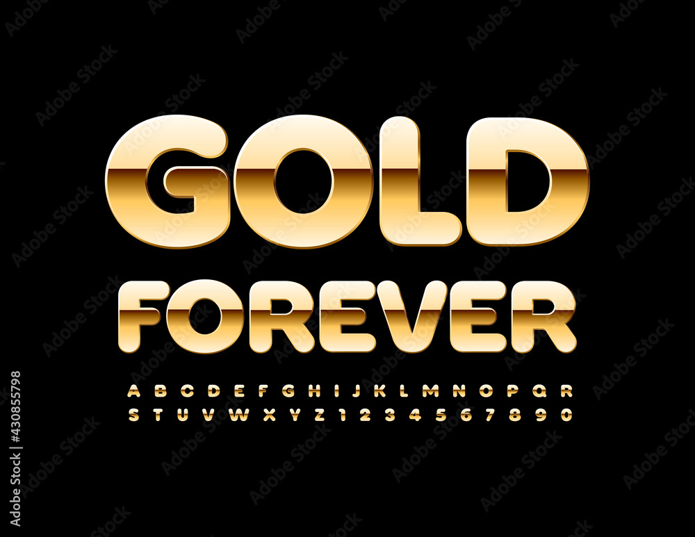 Vector elite banner Gold Forever. Stylish shiny Font. Premium style ...