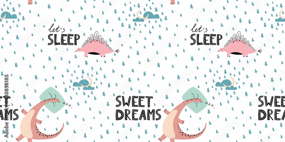 Sleeping cute brachiosaurus and stegosaurus. Jurassic reptile with ...