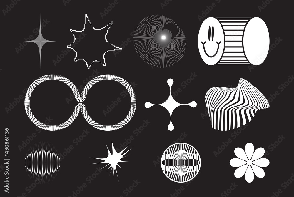 Strange Vector Shapes Collection. Geometric figures, distortion. Stock ...
