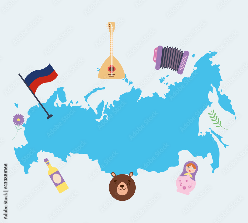 russia map with symbols Stock Vector | Adobe Stock