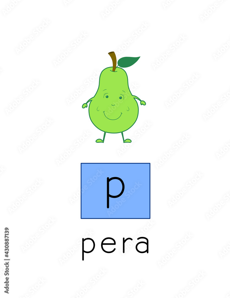 palabra que comienza con la letra p, caricatura infantil de una pera ...