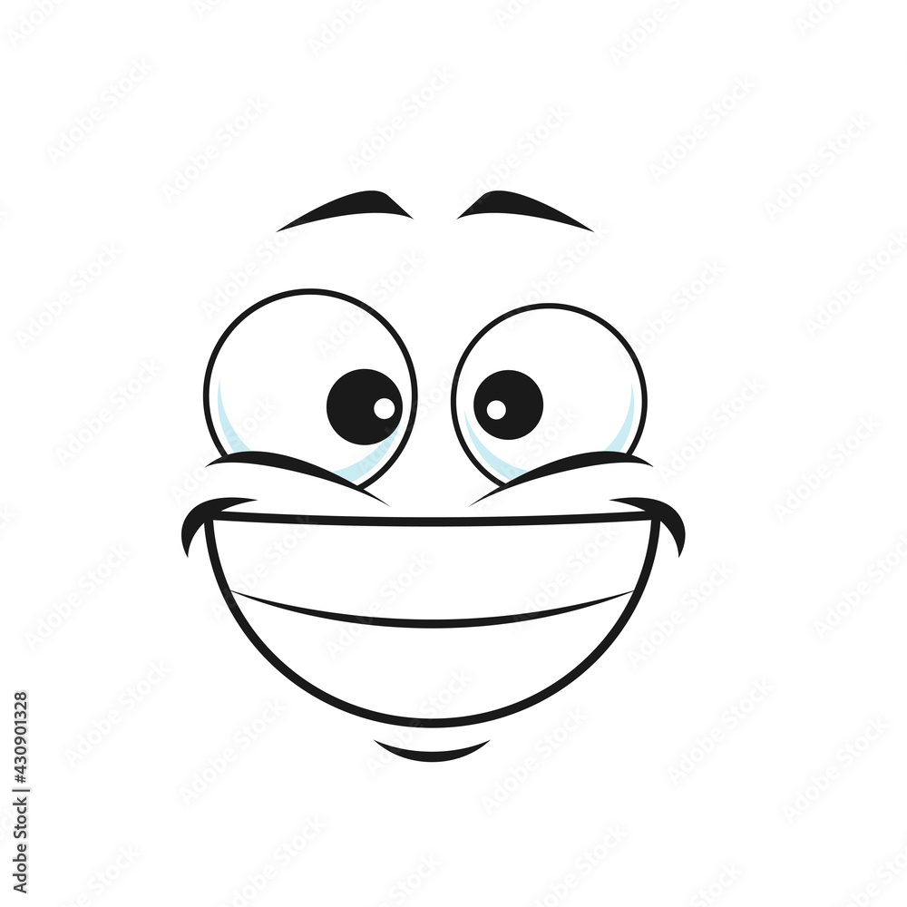 Grinning smiley showing teeth, happy face with broad smile isolated ...
