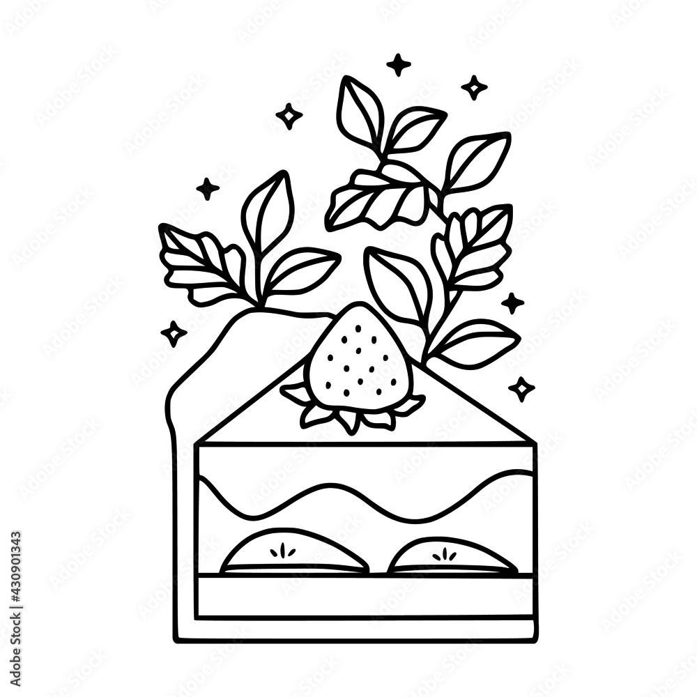 Cute isometric cake, pastry, pudding, bakery elements with leaf and ...