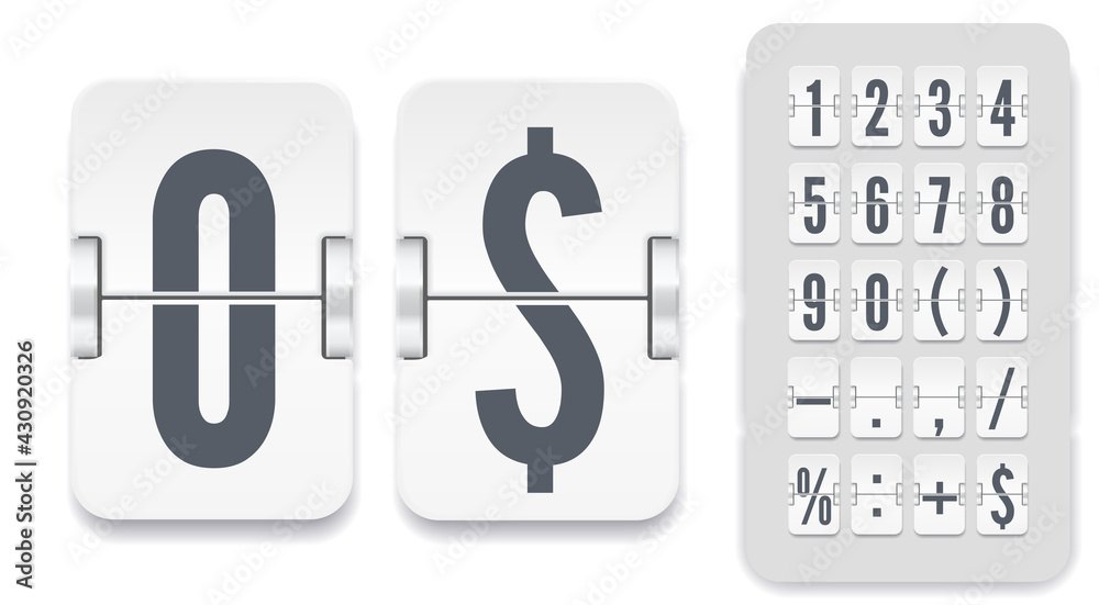 Vector Numeric template for your design. Set of flip scoreboard with ...
