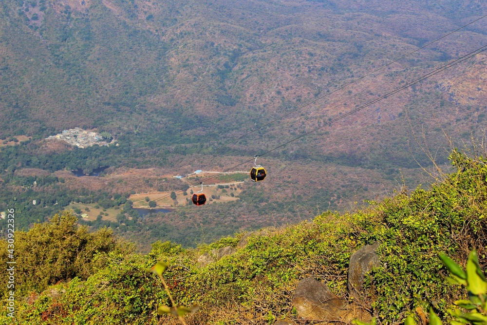 Cabin or trolly of girnar ropeway. This is longest ropeway of asia ...