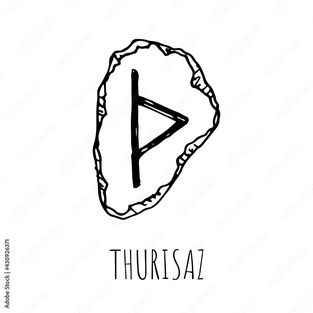 Thurisaz rune written on a stone. Vector illustration. Isolated on ...