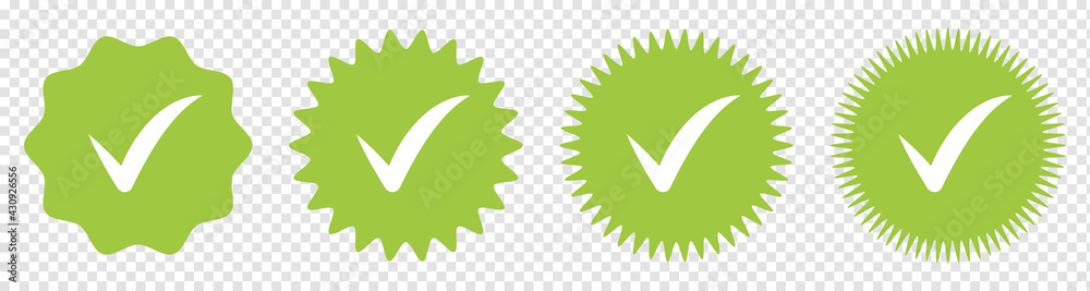 Green check mark icons set. Profile verified badge. Vector illustration ...