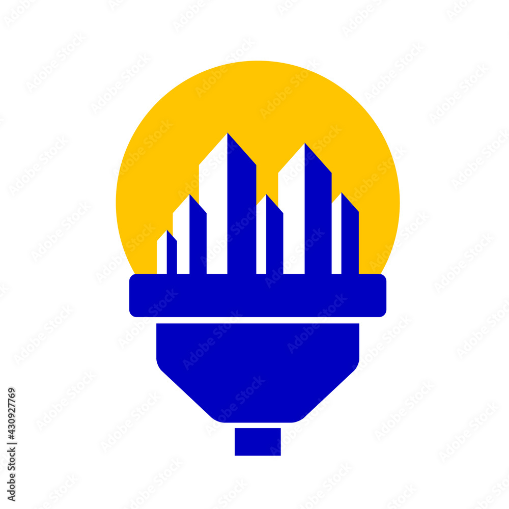 3 pin plug with buildings illustration Stock Vector | Adobe Stock